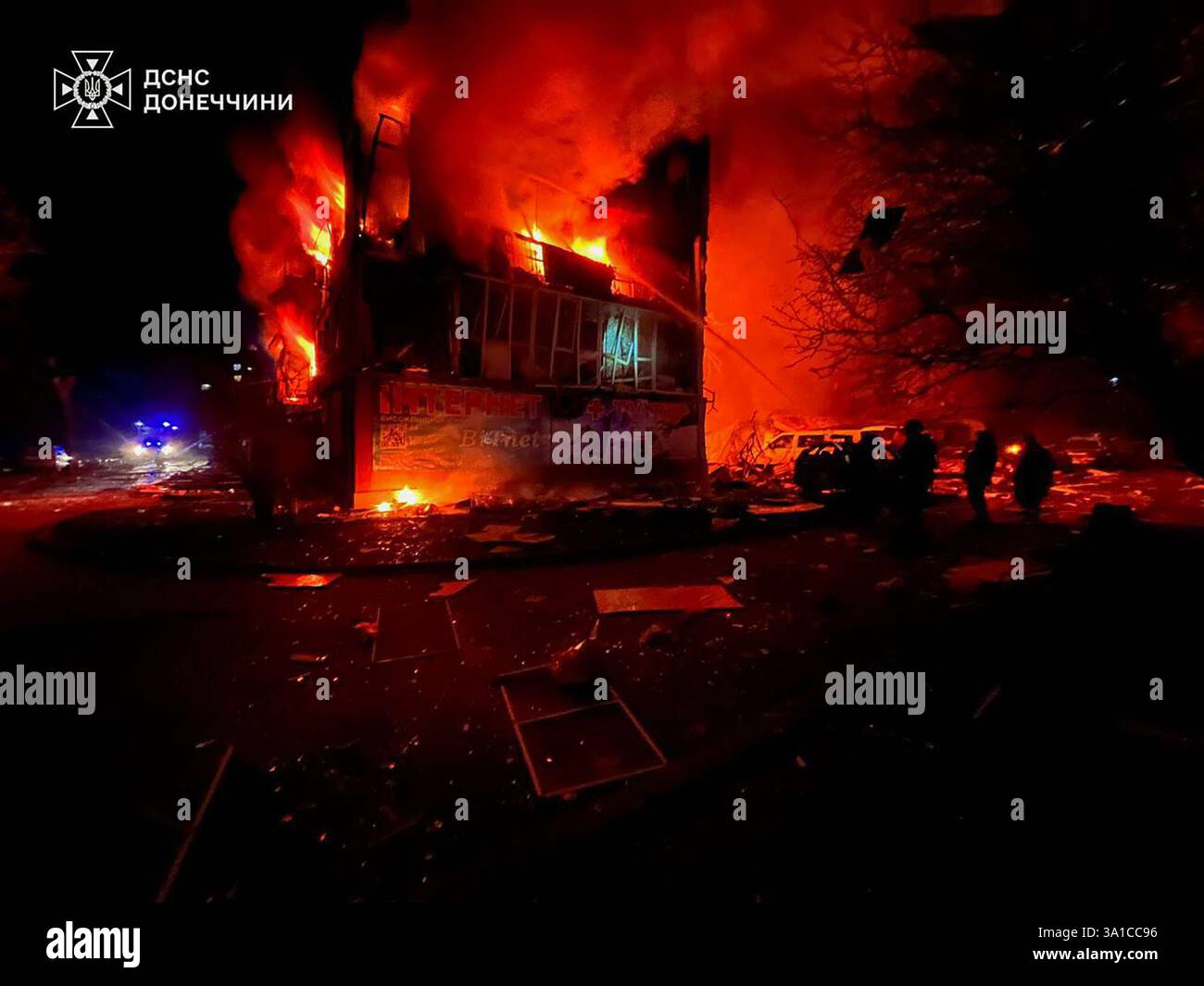 In this photo provided by the Ukrainian Emergency Service, firefighters ...