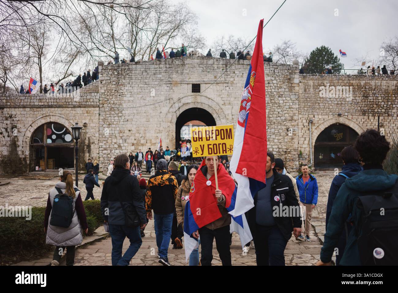 Nis, Serbia - March 01, 2025: Big protest in Nis. Students and citizens ...
