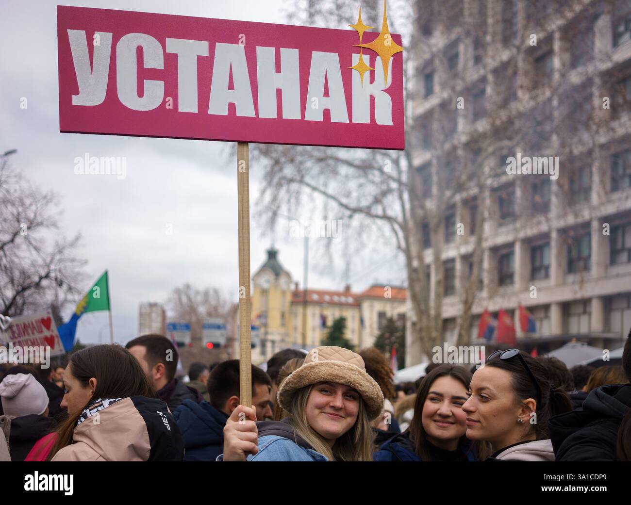 Nis, Serbia - March 01, 2025: Big protest in Nis. Students and citizens ...