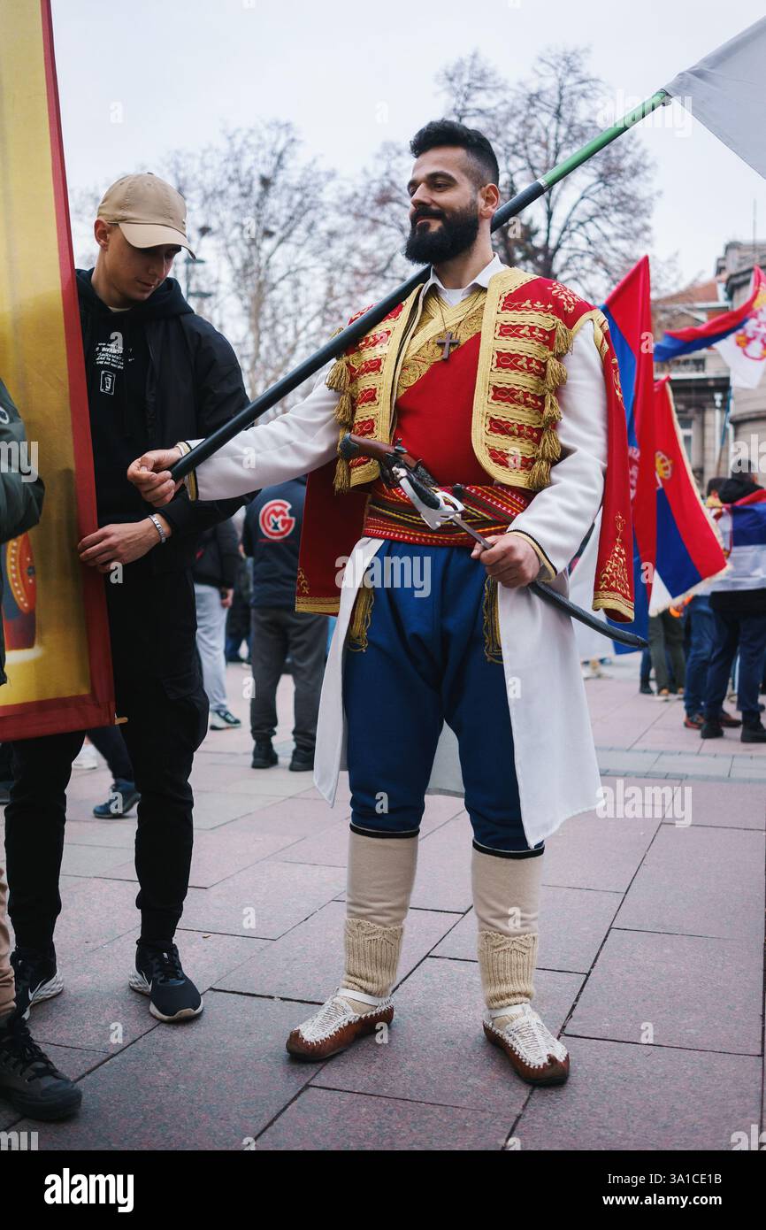 Nis, Serbia - March 01, 2025: Big protest in Nis. Students and citizens ...