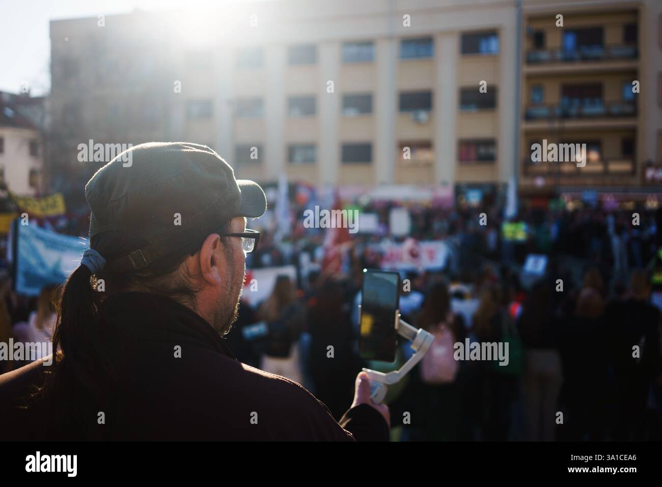 Cacak, Serbia - March 06, 2025: Protest by educators in the city center ...