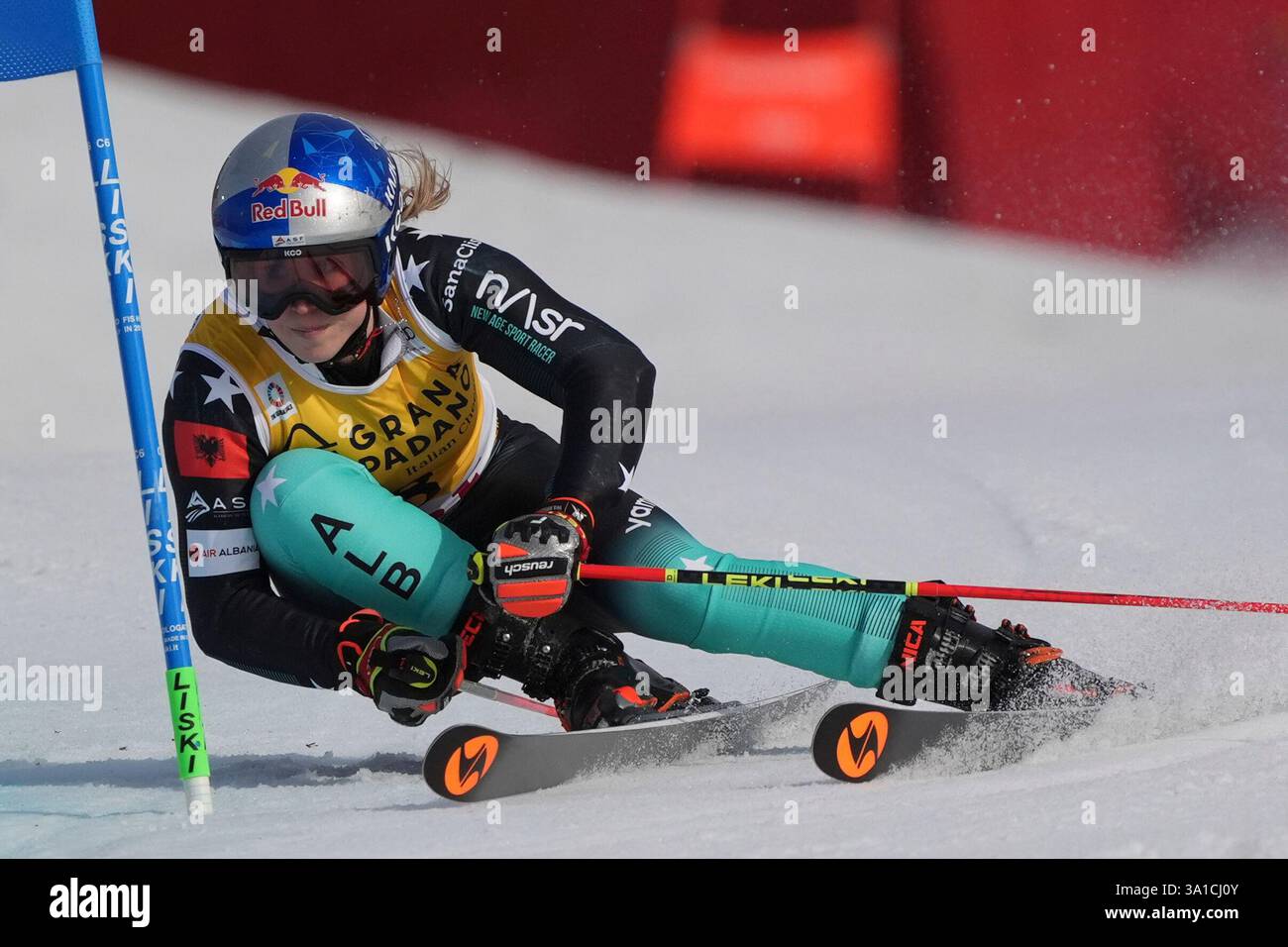 Albania's Lara Colturi speeds down the course during an alpine ski, women's World Cup giant ...