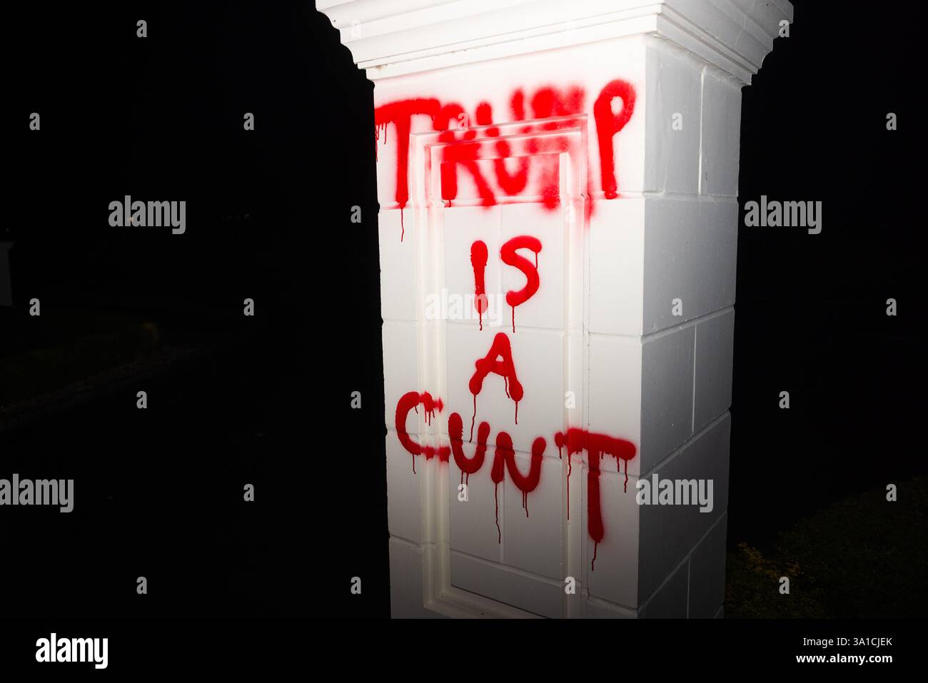 Ayr, UK. 08 MAR, 2025. Spray painted Graffiti as members of group ...