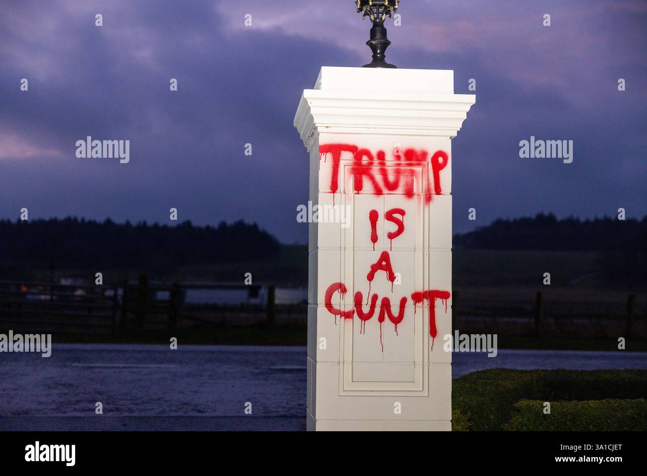 Ayr, UK. 08 MAR, 2025. Spray painted Graffiti as members of group ...