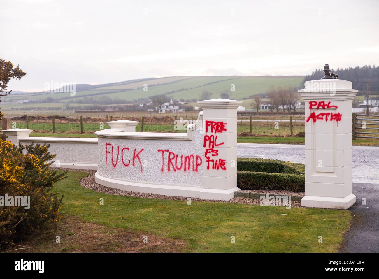 Ayr, UK. 08 MAR, 2025. Police officer takes pictures as members of ...