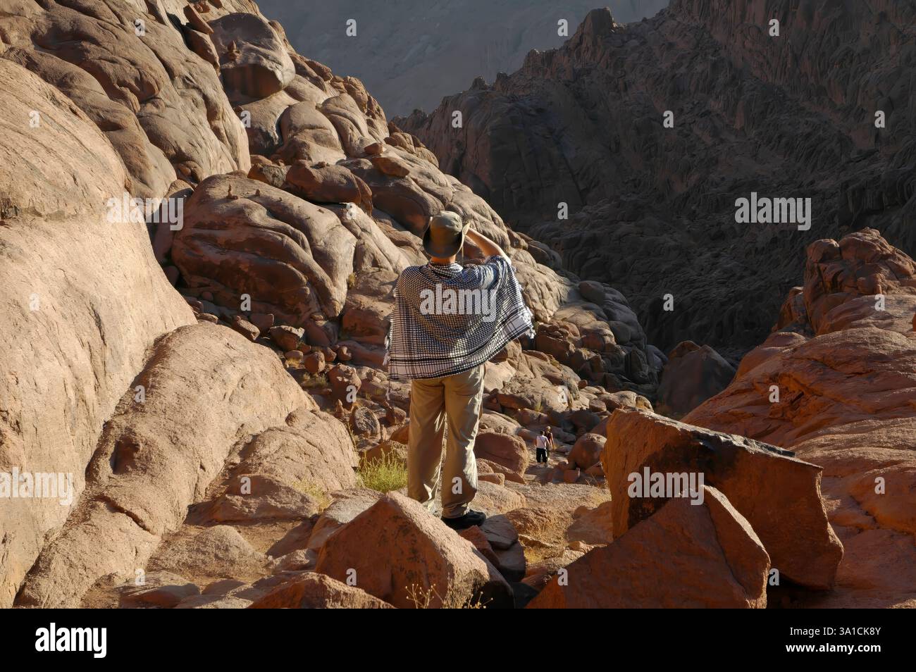 Tourists descending from the summit of Mount Sinai also known as Mount ...