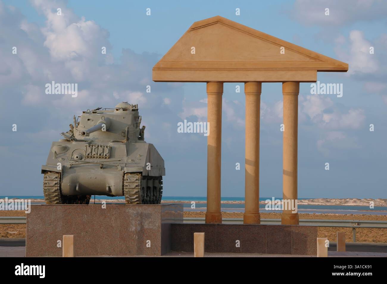 Tank monument on display outside El Alamein World War II Military ...