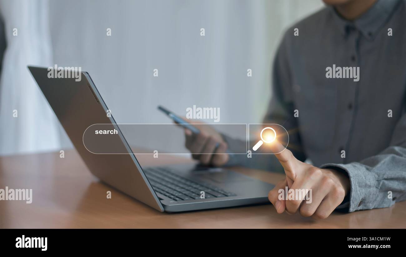 Searching the internet with a search bar working on a smartphone ...
