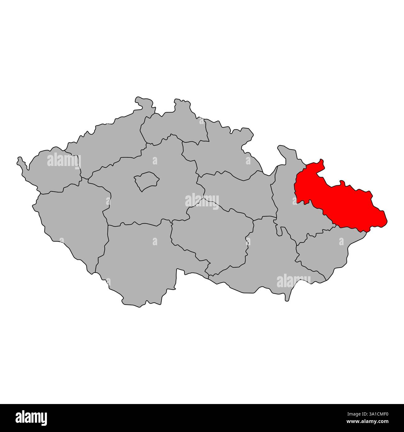 Moravian-Silesian Region of Czech republic map, travel web flat concept ...