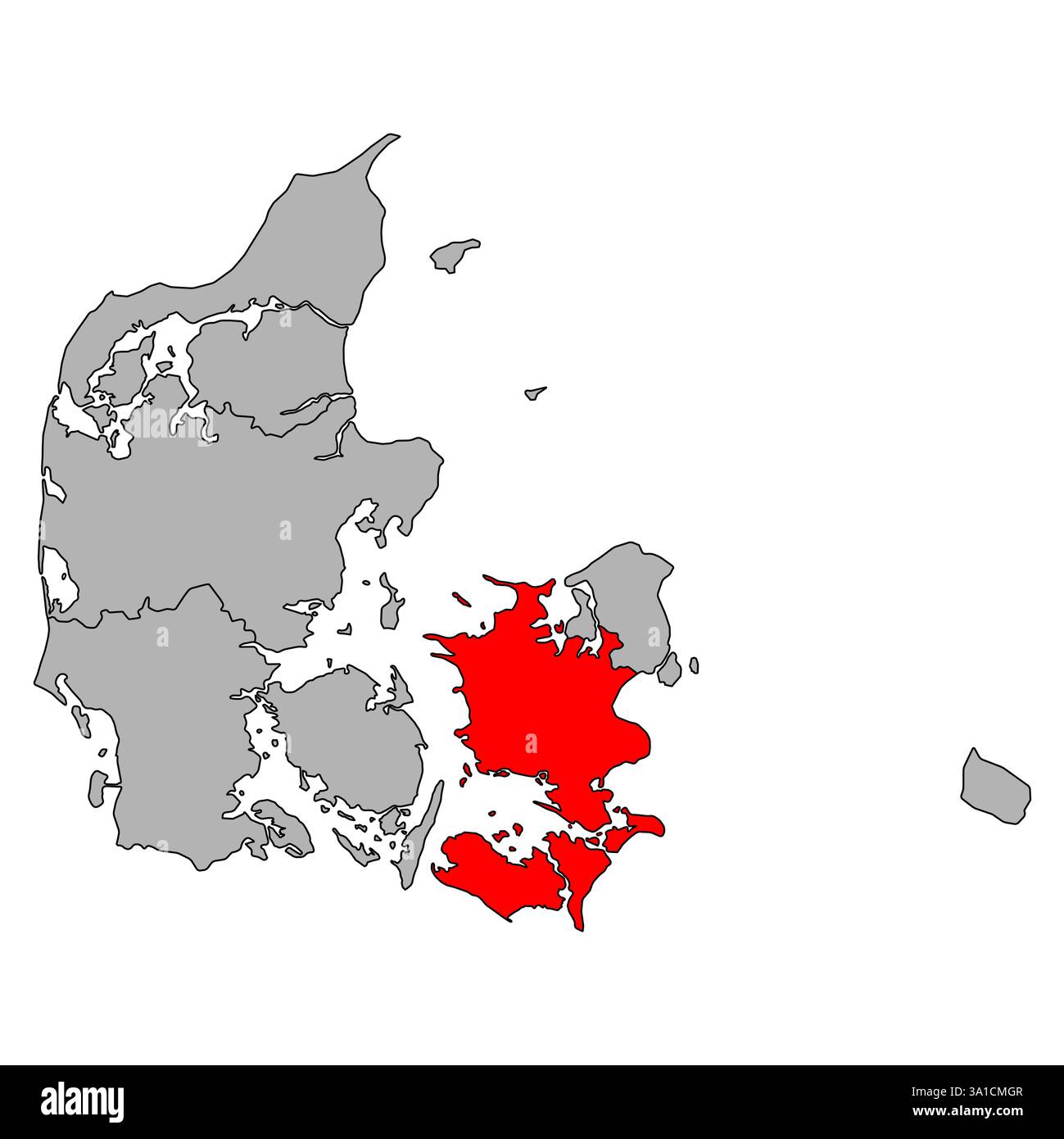 Region Zealand map denmark shape, travel web flat concept icon vector ...