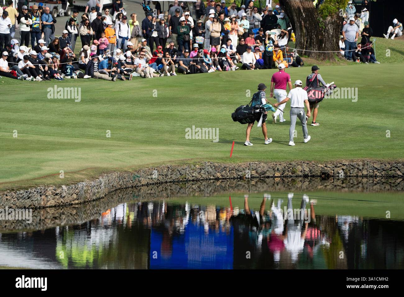 Carlos Ortiz of Torque GC, caddie, Michael Kerr, Tyrrell Hatton of ...