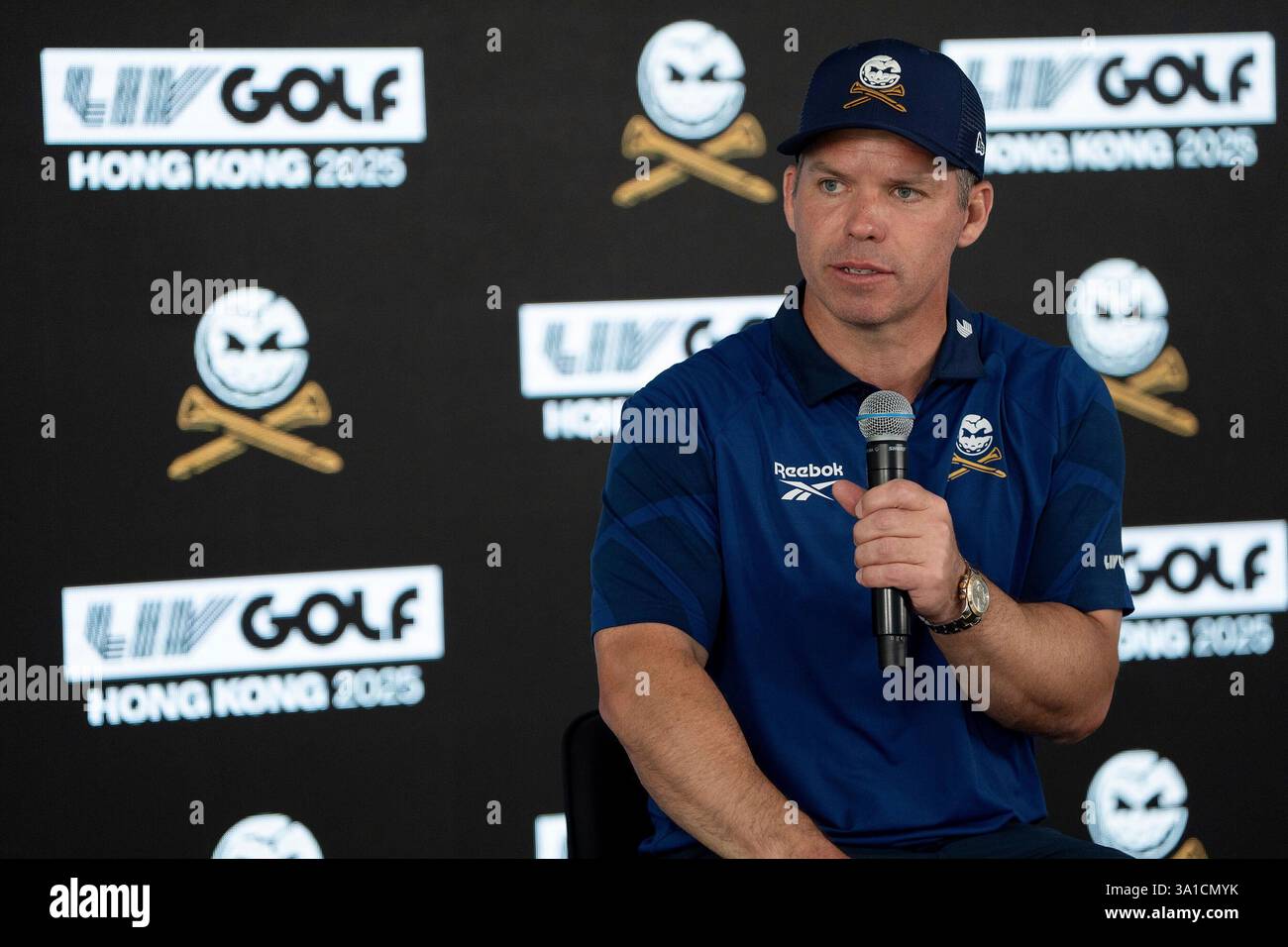 Paul Casey of Crushers GC speaks at a press conference during the ...