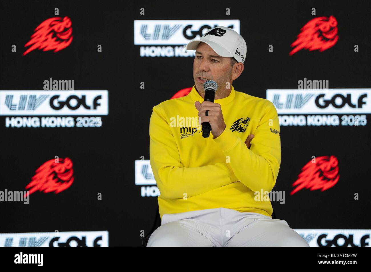 Captain Sergio Garcia of Fireballs GC speaks at a press conference ...