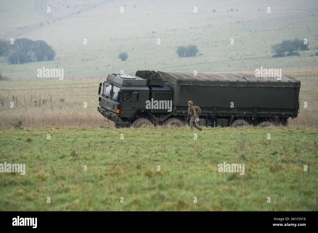 British army MAN HX77 SV 8x8 EPLS Heavy Utility Truck in action on a ...