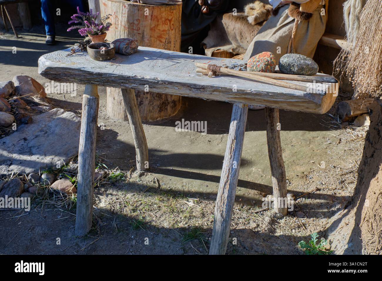 March 2, 2025 - Borger, Netherlands: Historical Iron Age table with ...
