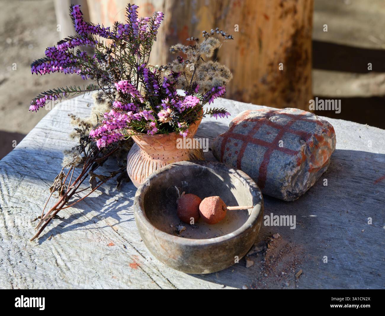 March 2, 2025 - Borger, Netherlands: Historical Iron Age table with ...