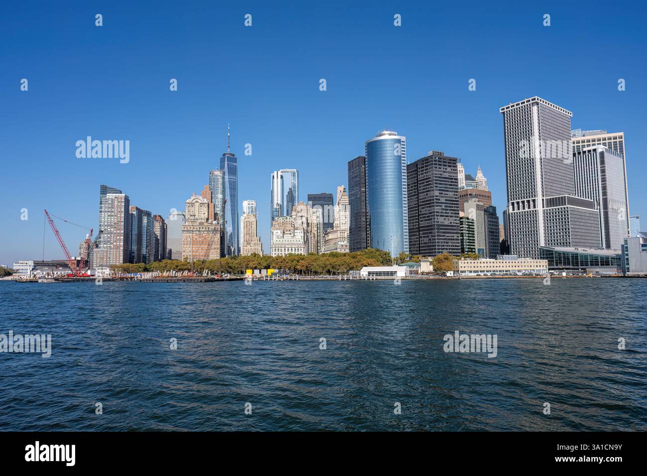 Lower Manhattan, New York, with the famous World Trade Center seen from ...