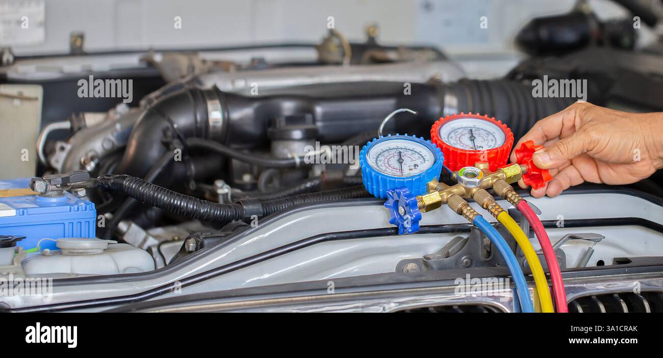 Car air conditioner check service, leak detection, fill refrigerant ...