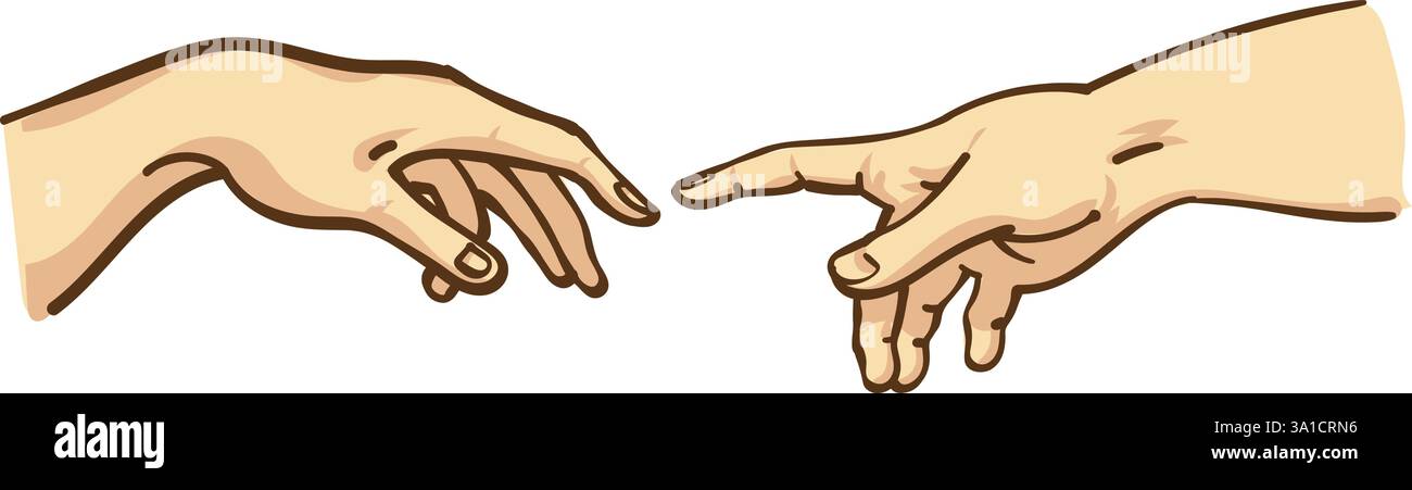 Hand to hand, Creation of Adam. Michelangelo. vector illustration Stock ...