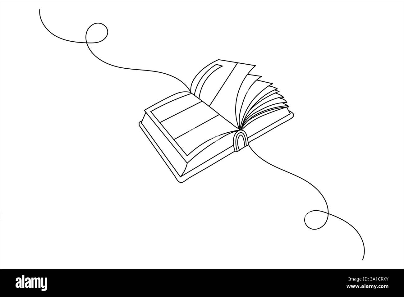 Book Continuous One line art Vector book in line style on white ...