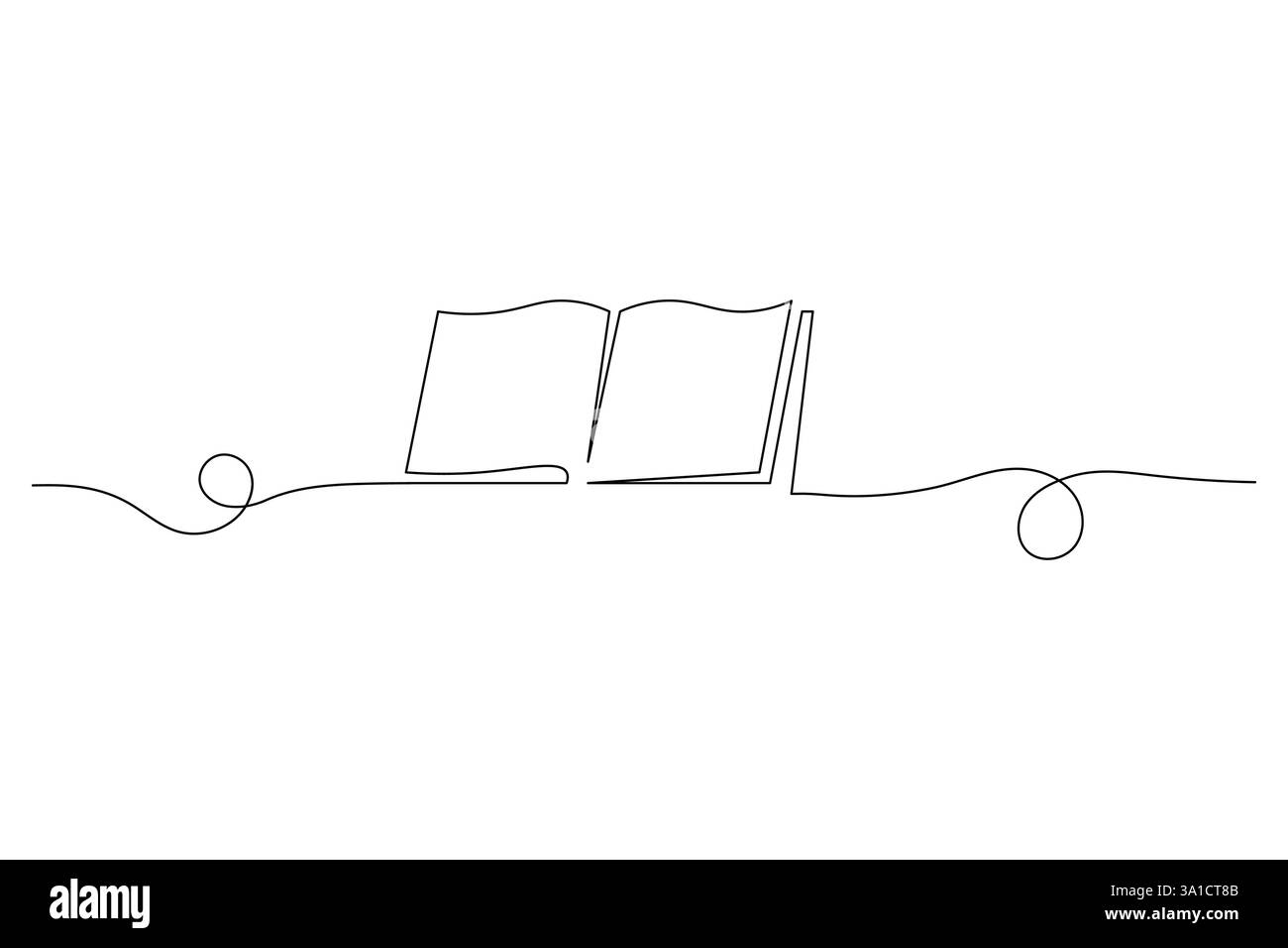 Book Continuous One line art Vector book in line style on white ...