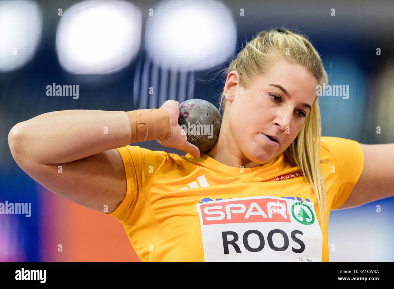 Fanny Roos of, Sweden. , . competes in women's shot put qualification ...