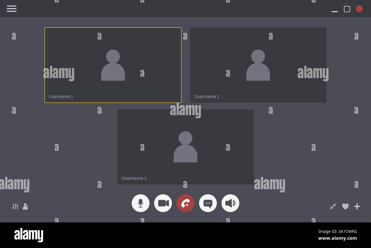 Videocall Interface template. Video conference mockup for laptop ...