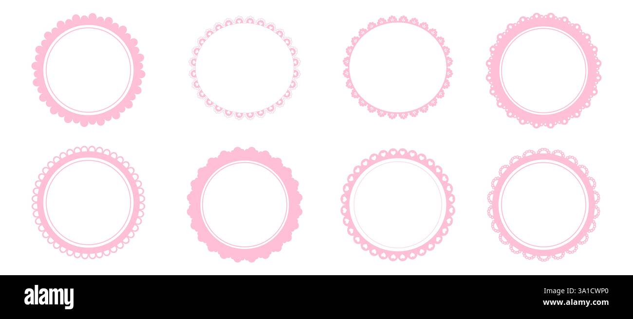 Scalloped pink cute border simple divider ornament edge cut out ...