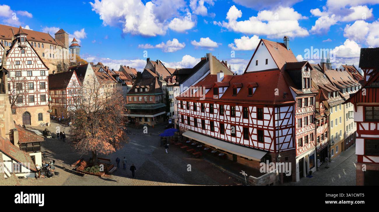 Travel in Germany, Bavaria. old town of medieval Nuremberg with ...