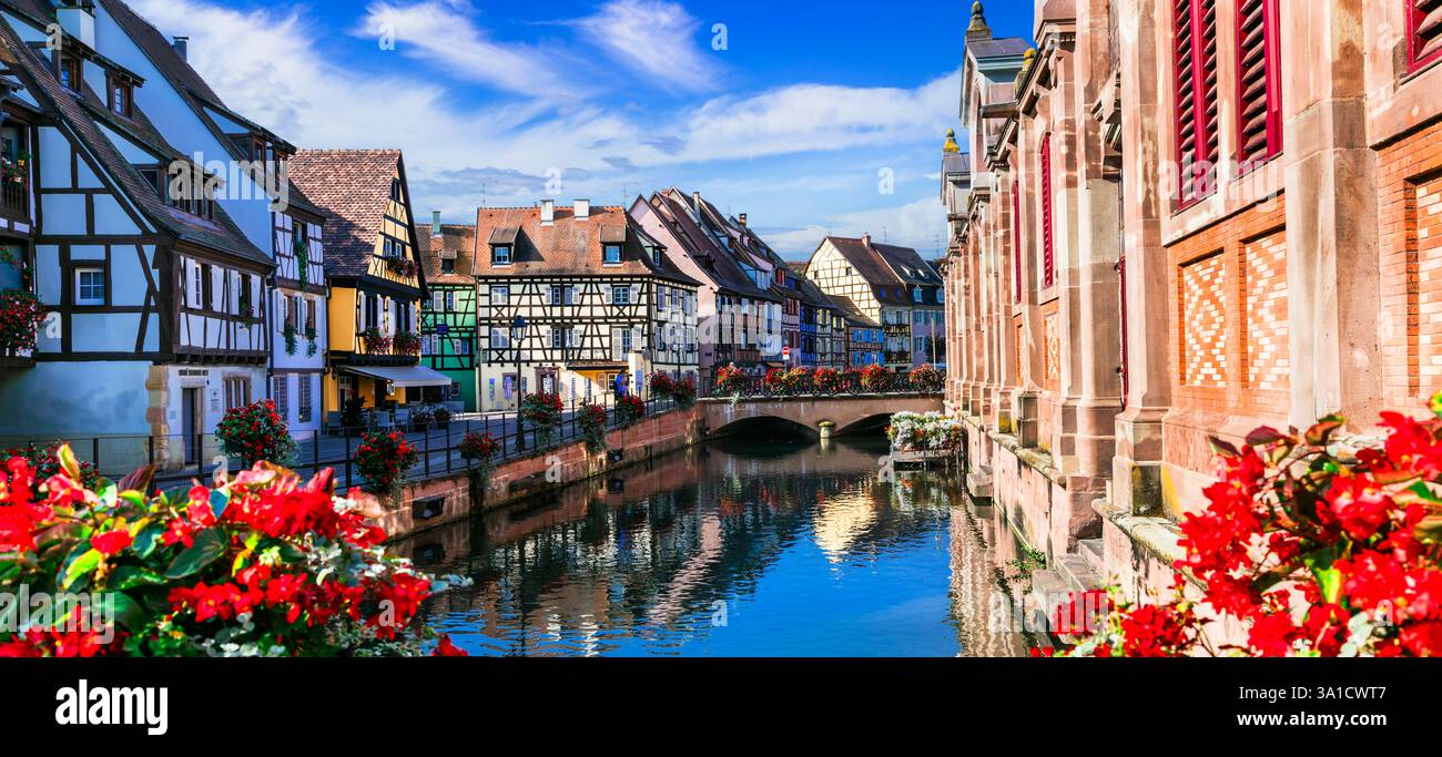 France, Alsace region and most scenic villages.. Colorful traditional ...