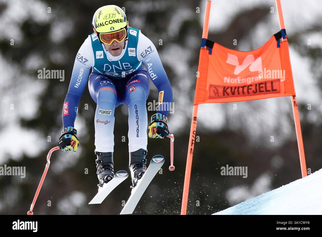 Italy's Christof Innerhofer speeds down the course during an alpine ski ...