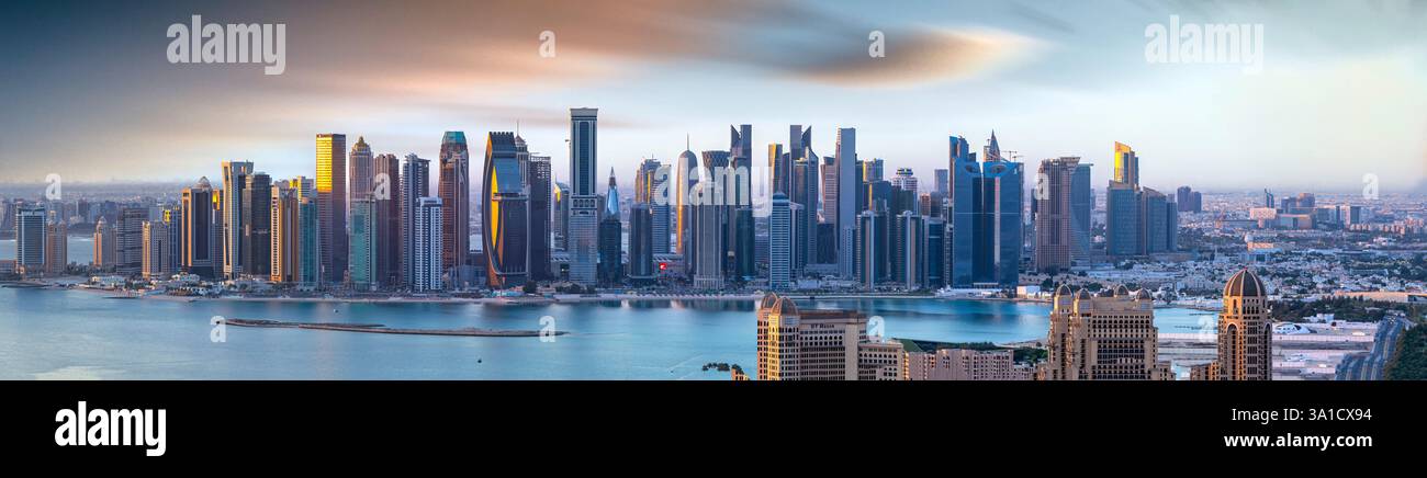 Aerial View of Doha City Doha Skyline view early morning Stock Photo ...
