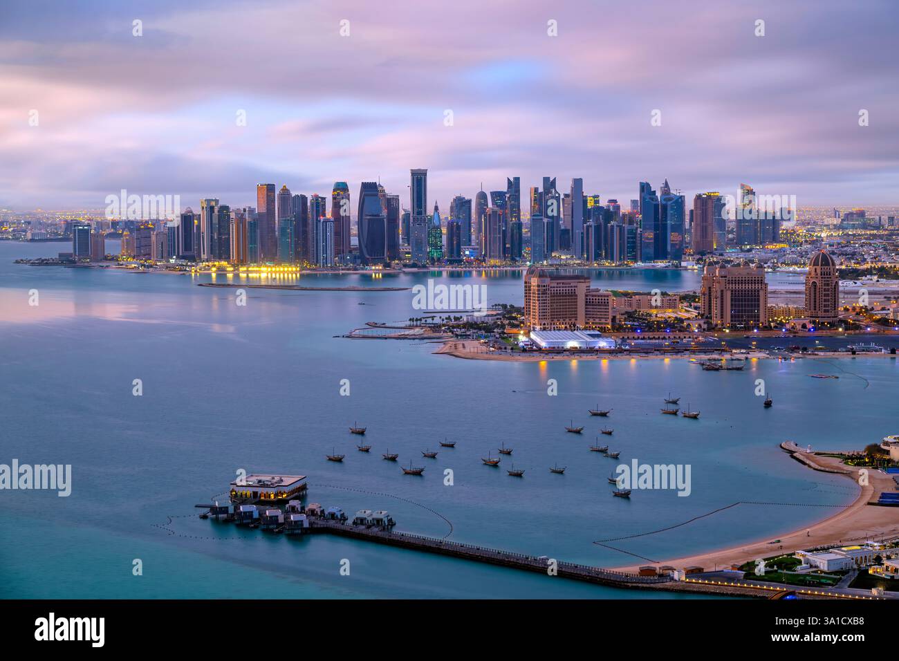 Aerial View of Doha City Doha Skyline view early morning Stock Photo ...