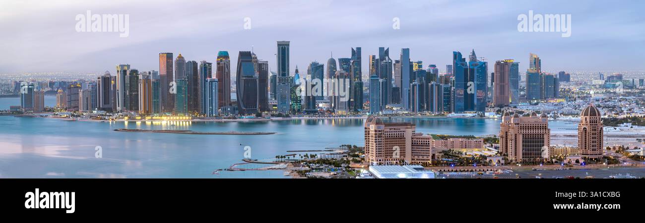 Aerial View of Doha City Doha Skyline view early morning Stock Photo ...