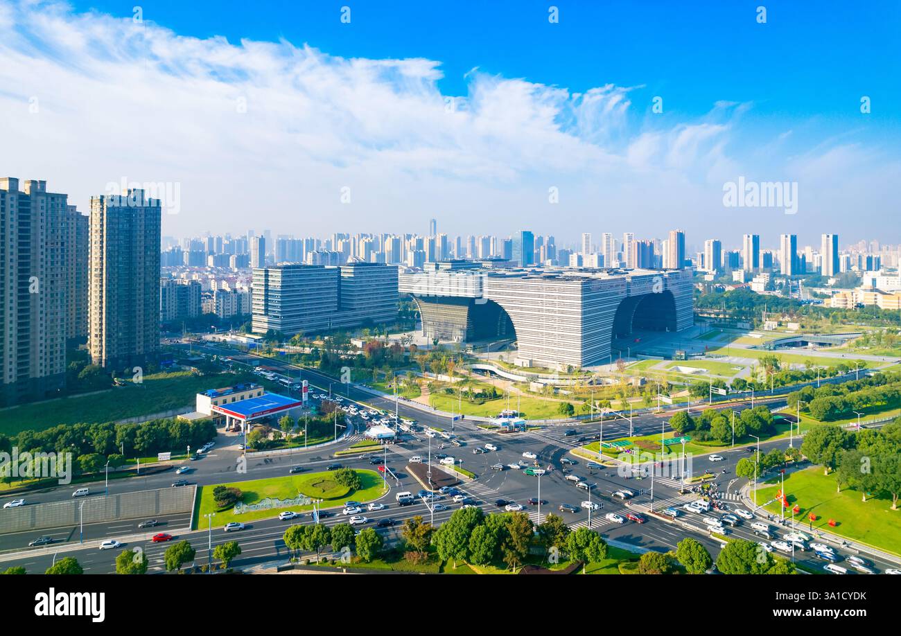 Urban environment of Changzhou City Cultural Plaza, Jiangsu Province ...