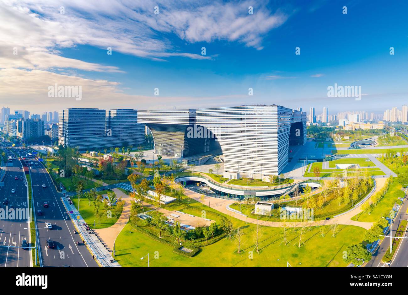 Urban environment of Changzhou City Cultural Plaza, Jiangsu Province ...