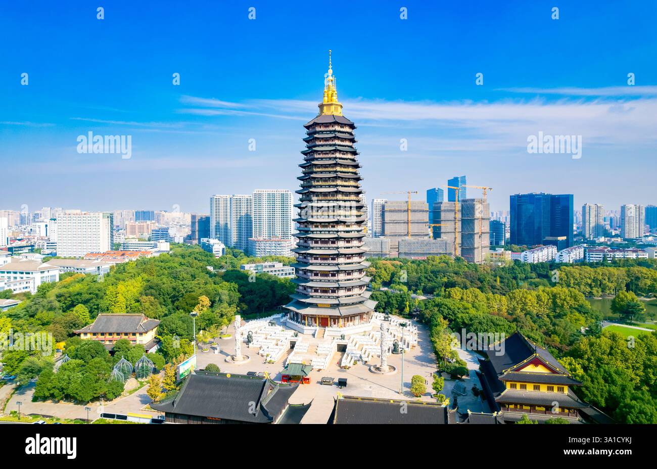 Tianning Temple and Hongmei Park, Changzhou, Jiangsu, China Stock Photo ...