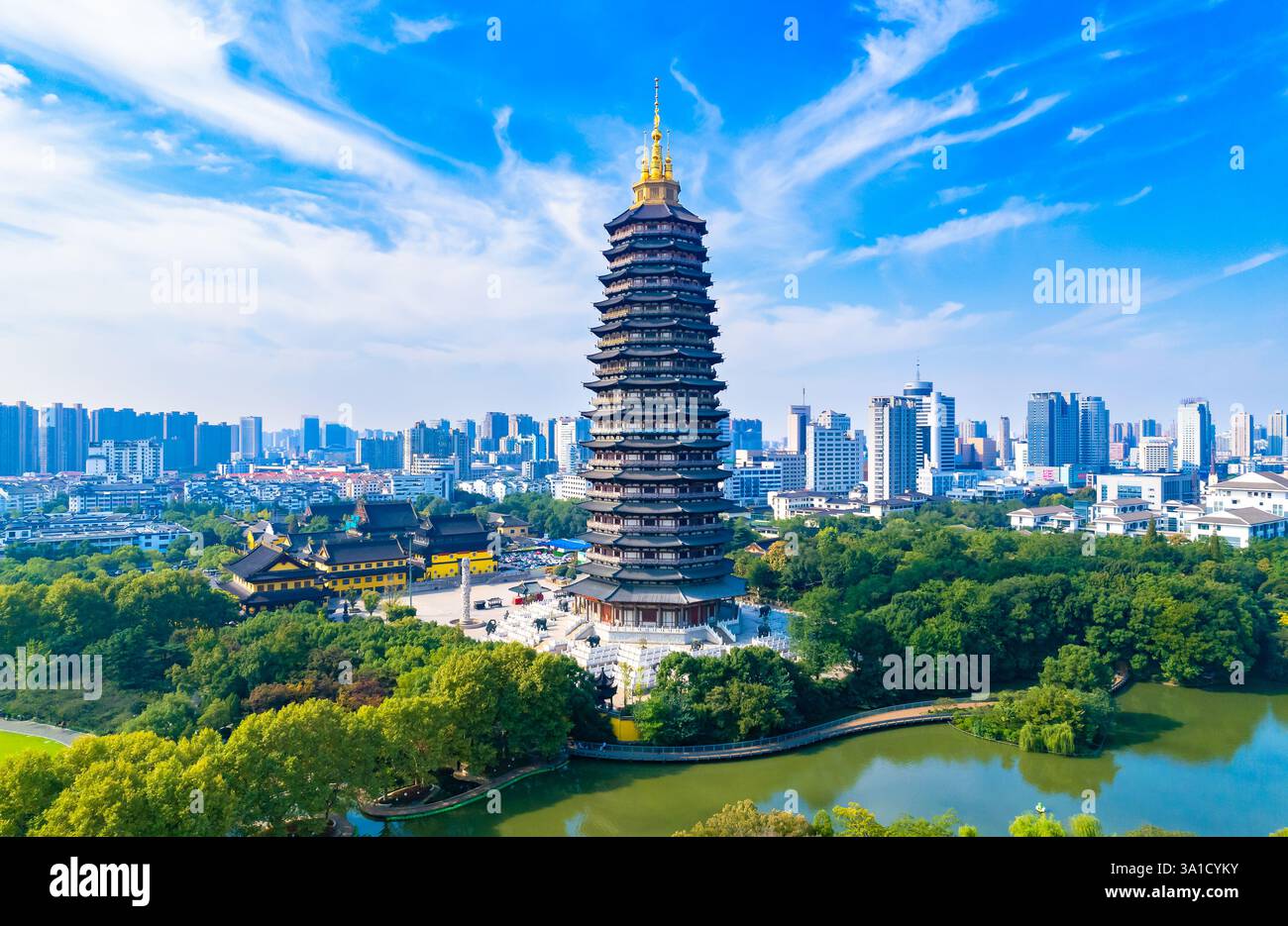 Tianning Temple and Hongmei Park, Changzhou, Jiangsu, China Stock Photo ...