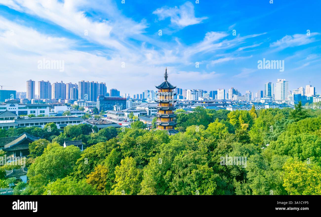 Tianning Temple and Hongmei Park, Changzhou, Jiangsu, China Stock Photo ...