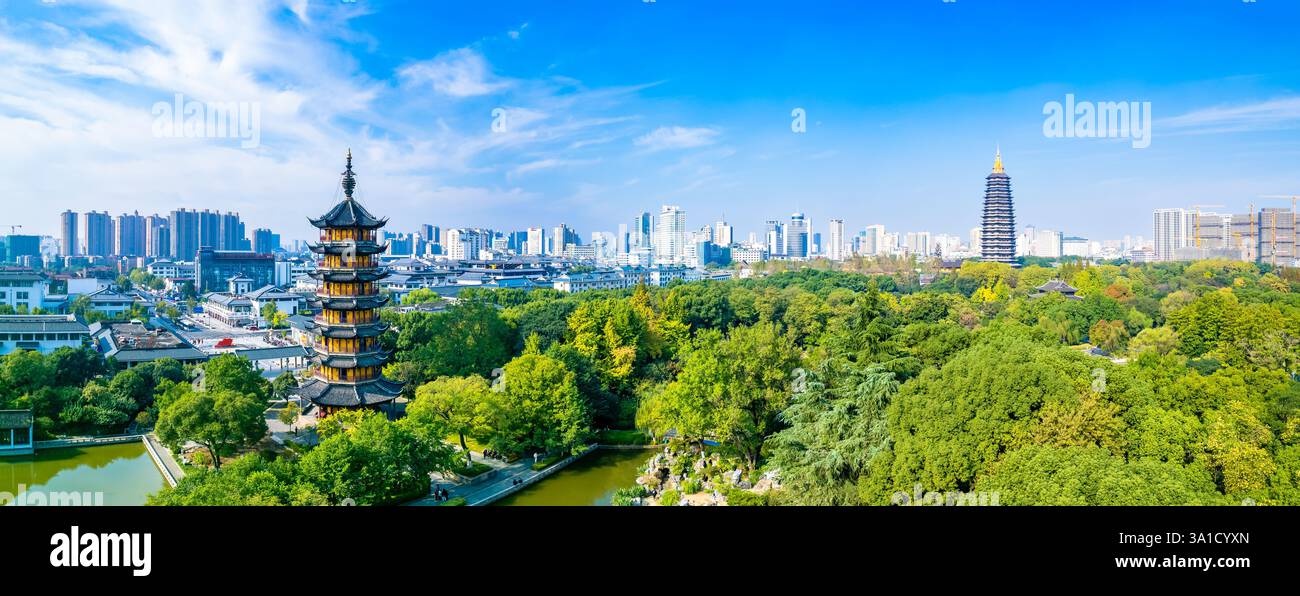 Tianning Temple and Hongmei Park, Changzhou, Jiangsu, China Stock Photo ...
