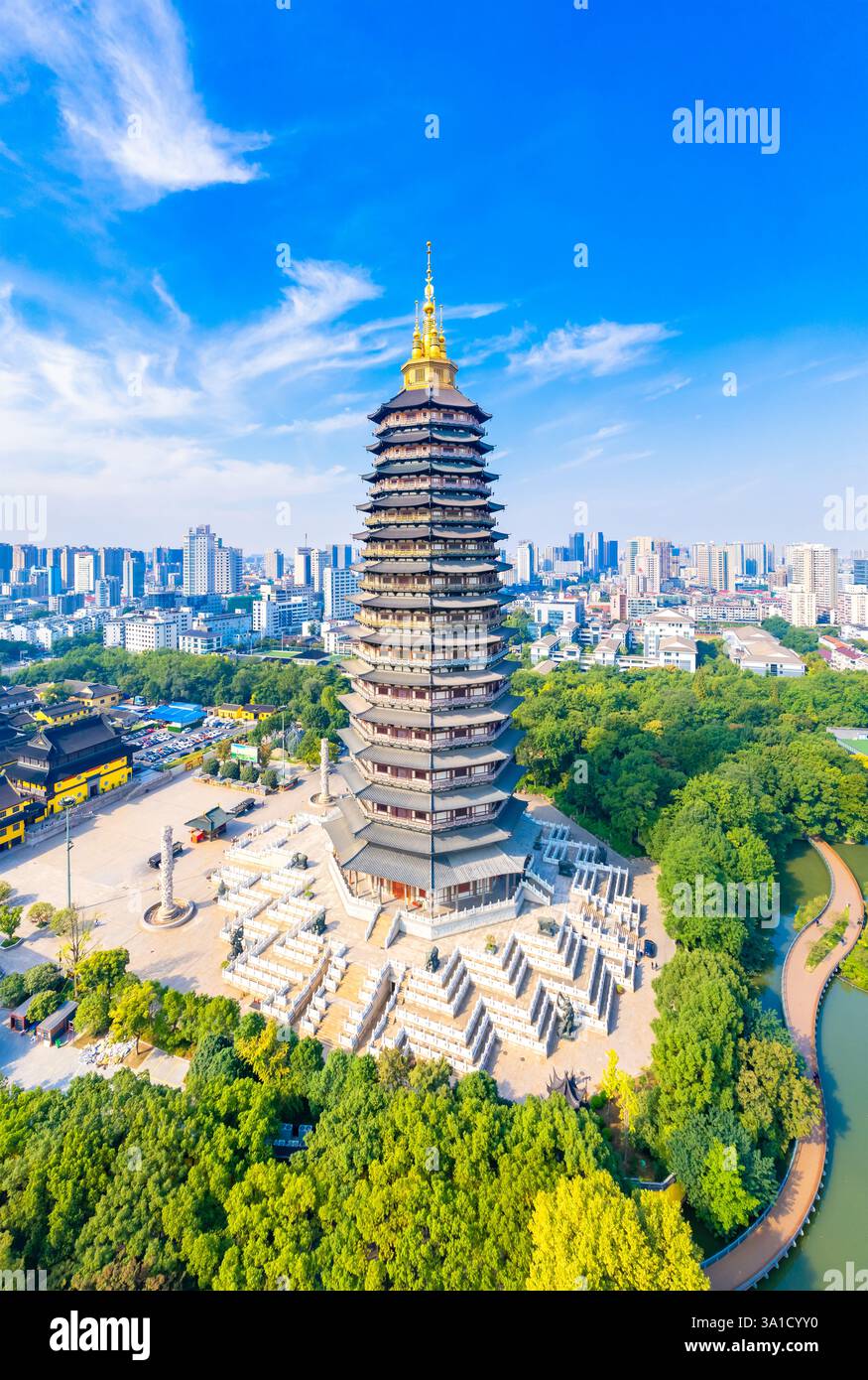 Tianning Temple and Hongmei Park, Changzhou, Jiangsu, China Stock Photo ...