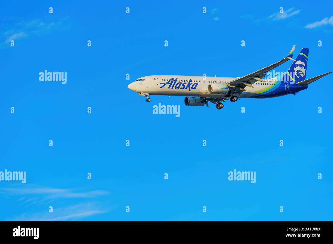 Los Angeles, California - January 6, 2025: Alaska Airlines airplane ...