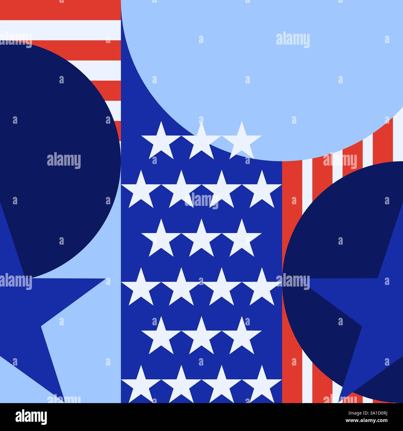 Abstract geometric background with USA flag symbols and colors. Vector ...