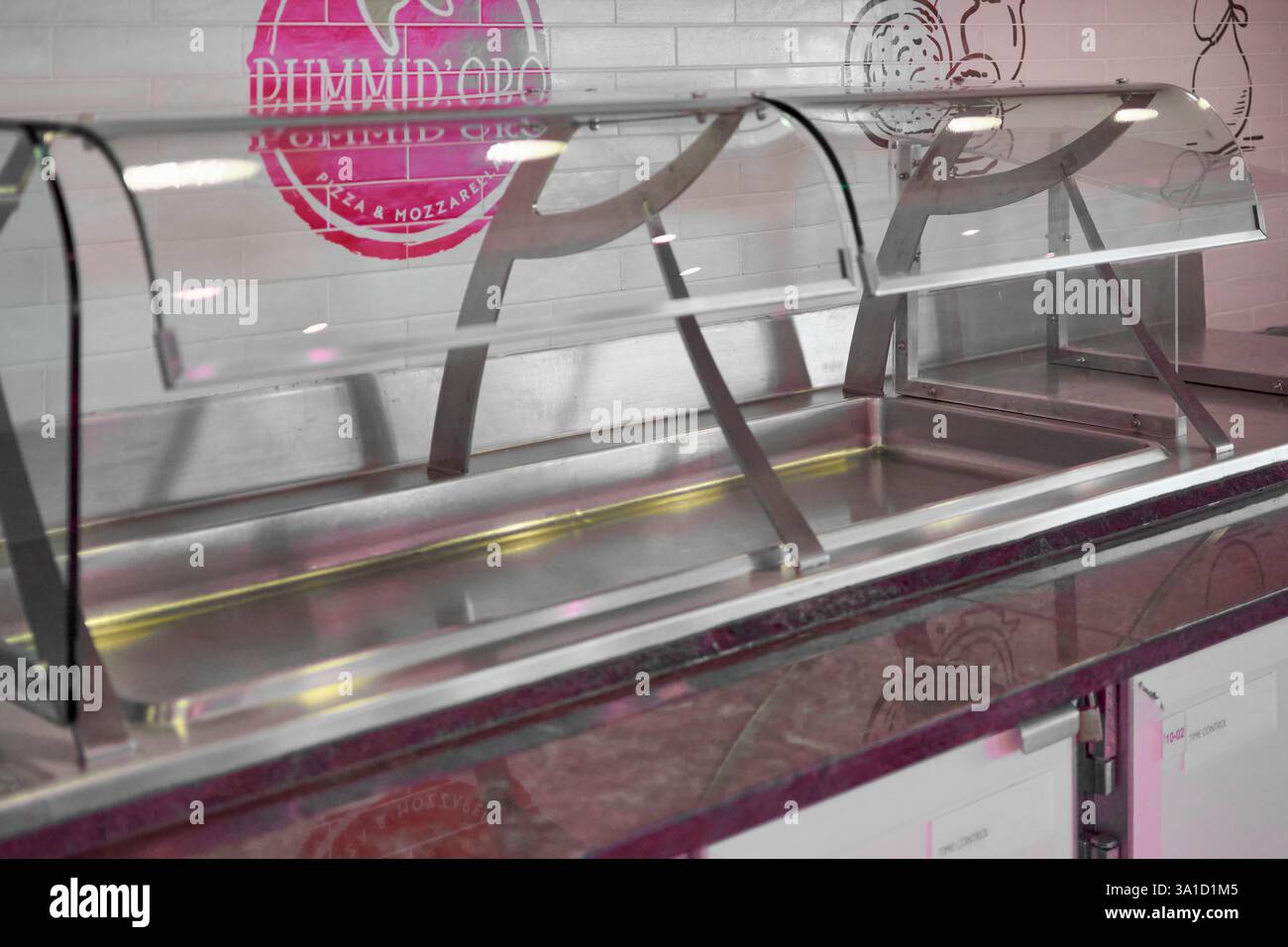 Catania. Italy - March 08, 2025: Modern empty buffet counter featuring ...