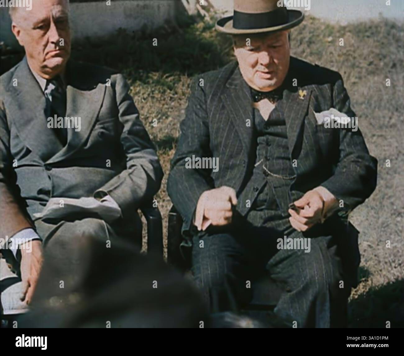 Winston Churchill and Franklin D. Roosevelt Talking to the Press, 1943 ...