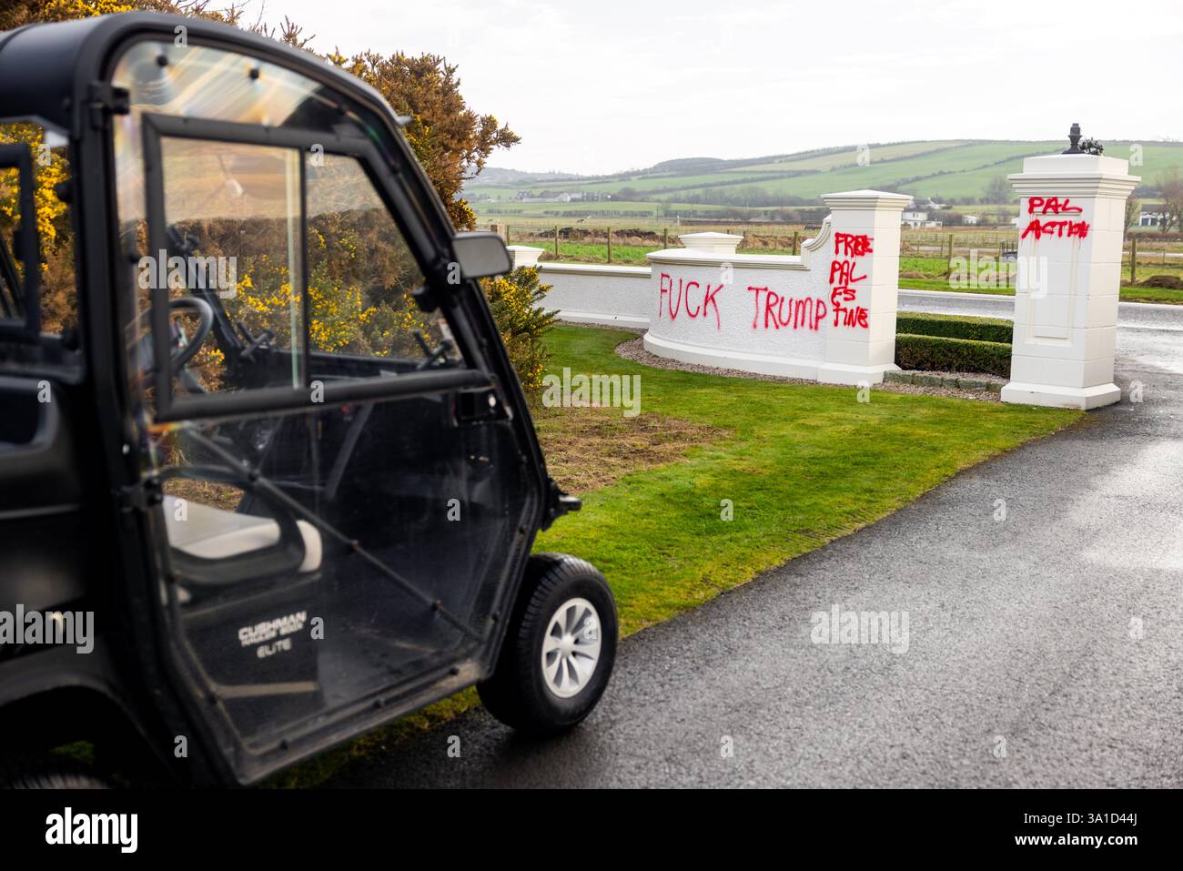 Ayr, UK. 08 MAR, 2025. Graffiti on gateway as members of group ...