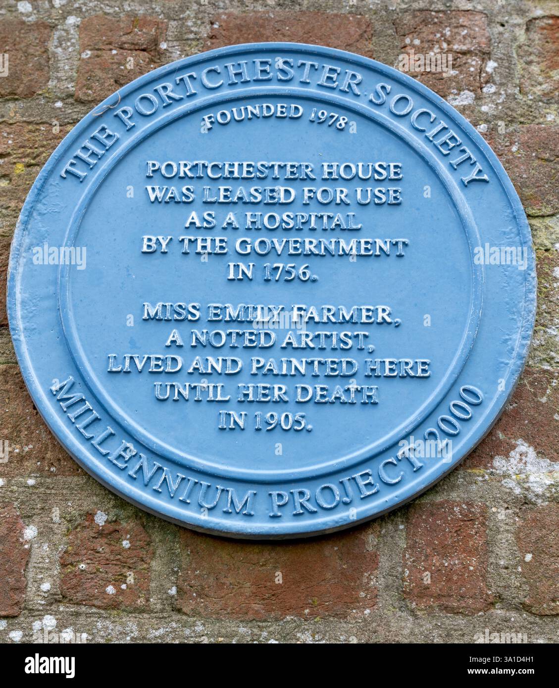 Heritage blue plaque at Portchester House, Hospital Lane, Portchester ...
