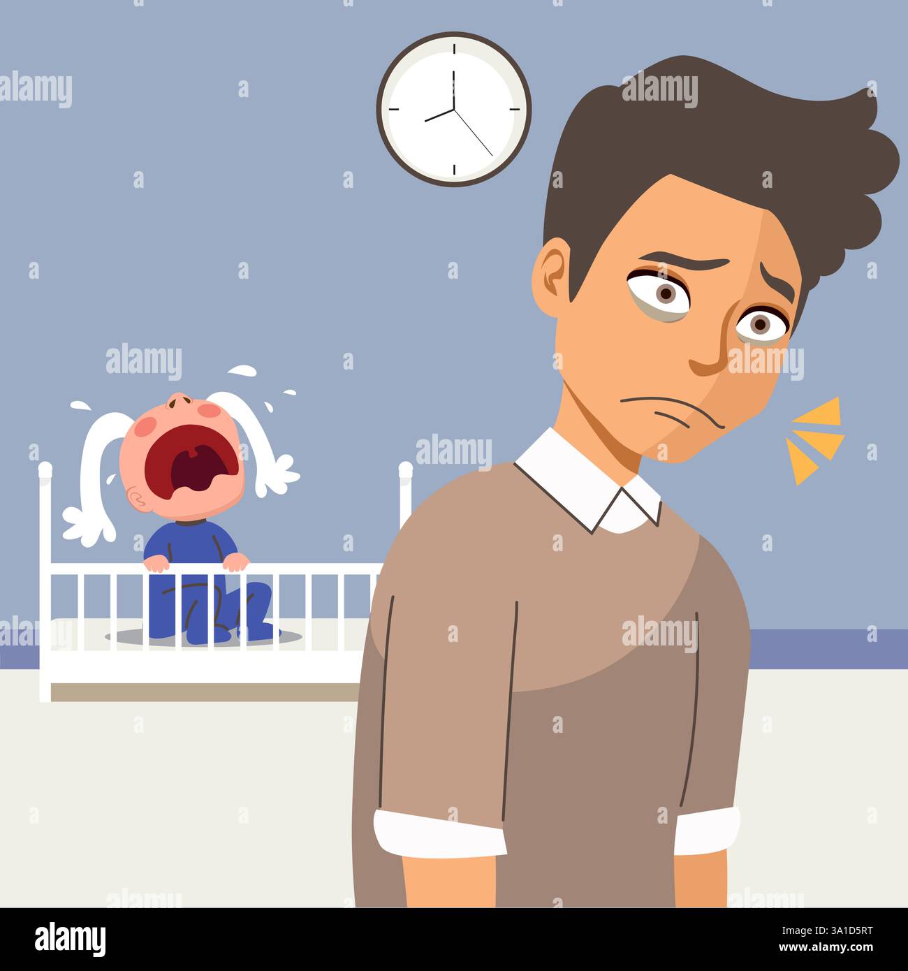 Sleepless night parent Stock Vector Images - Alamy