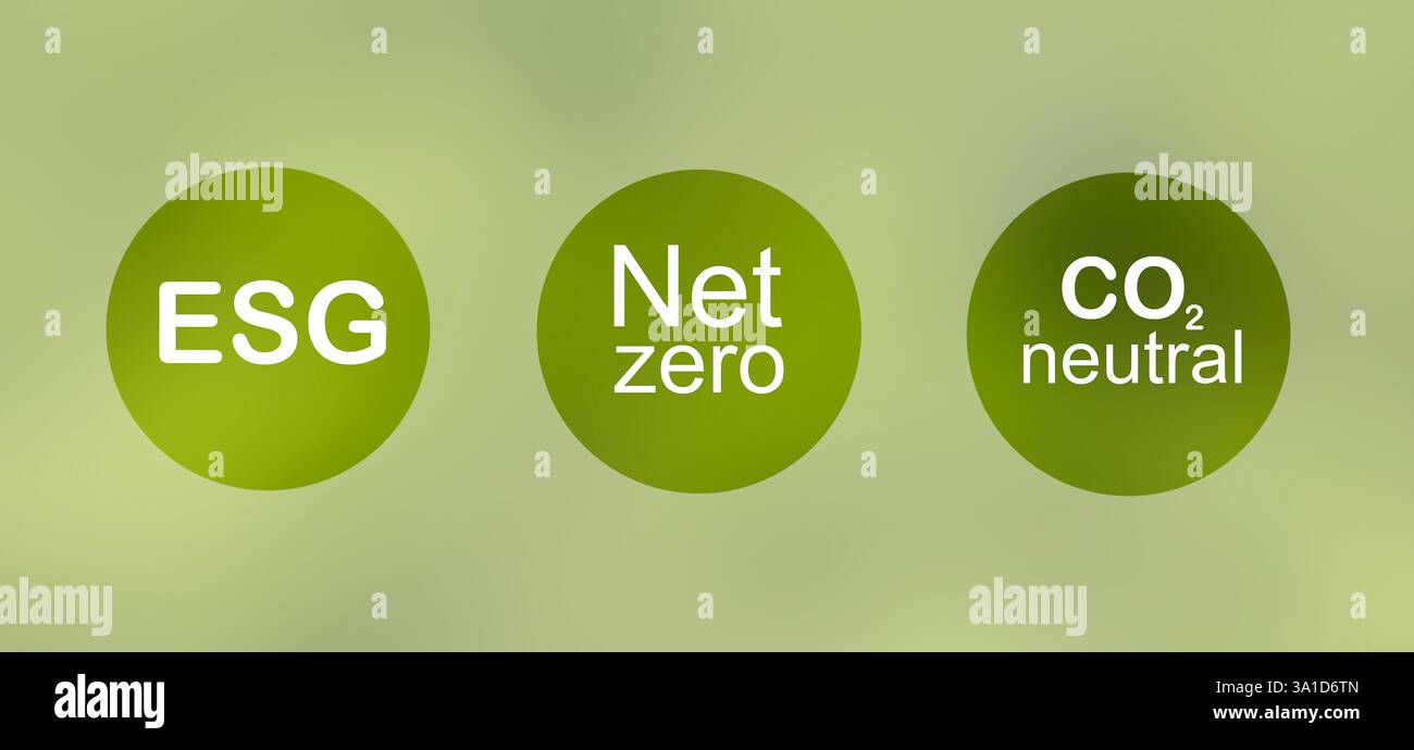 ESG, Net zero, CO2 neutral 3 missions for the environment Stock Photo ...