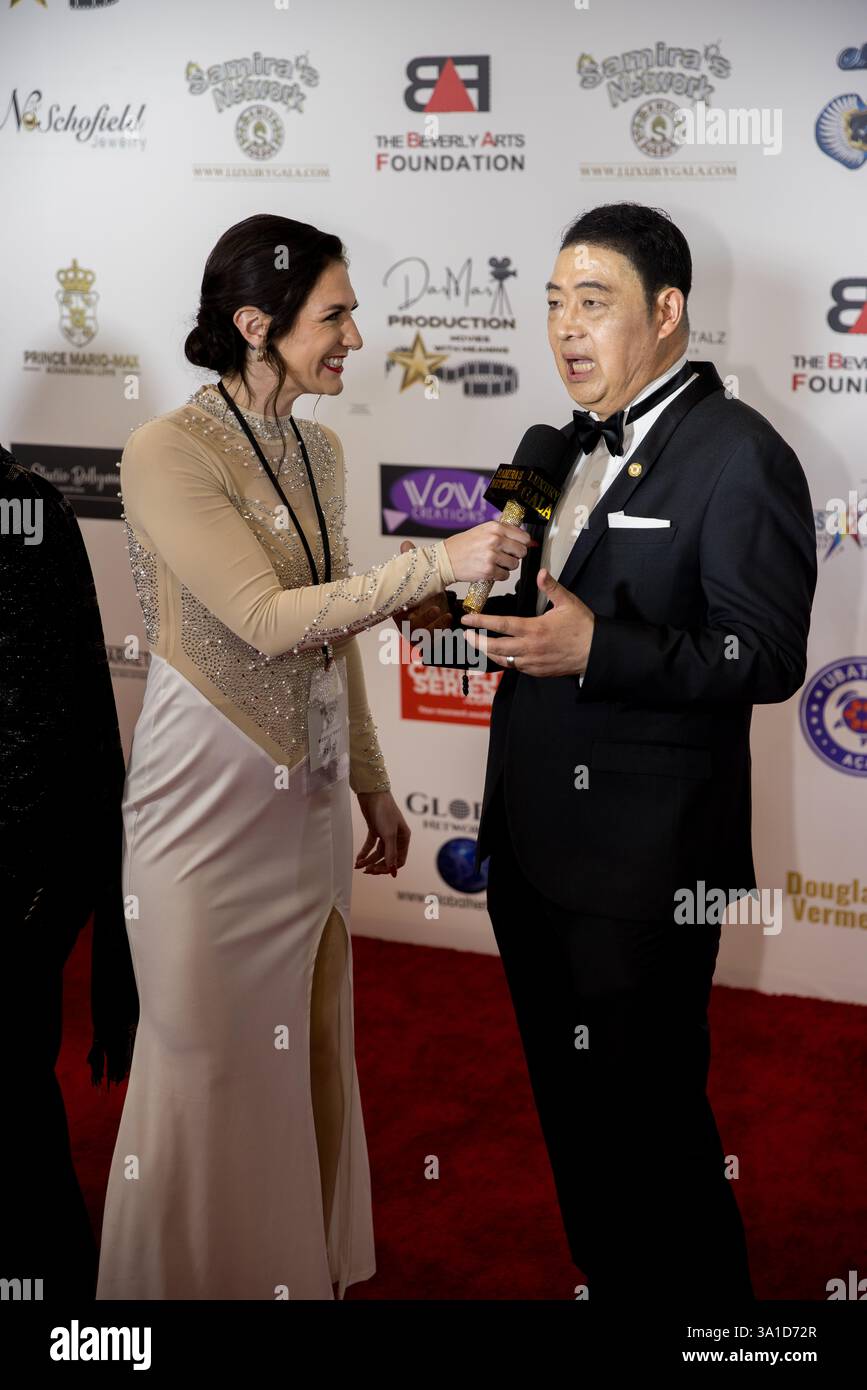 Joey Zhou, TV Host/ LABA founder is being interviewed on the red carpet ...